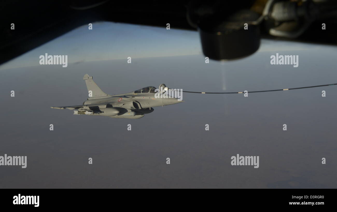 Air Refueling French Dassault Rafale fighter jet over Mali Stock Photo ...