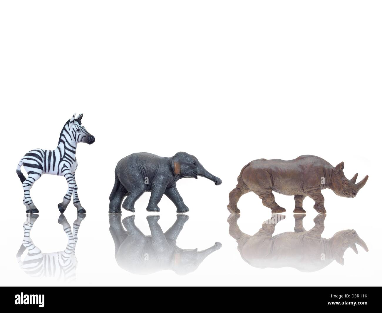 Toy animals isolated against a white background Stock Photo - Alamy
