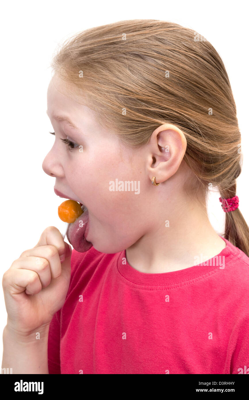 The girl isolated on white. Emotions Stock Photo - Alamy