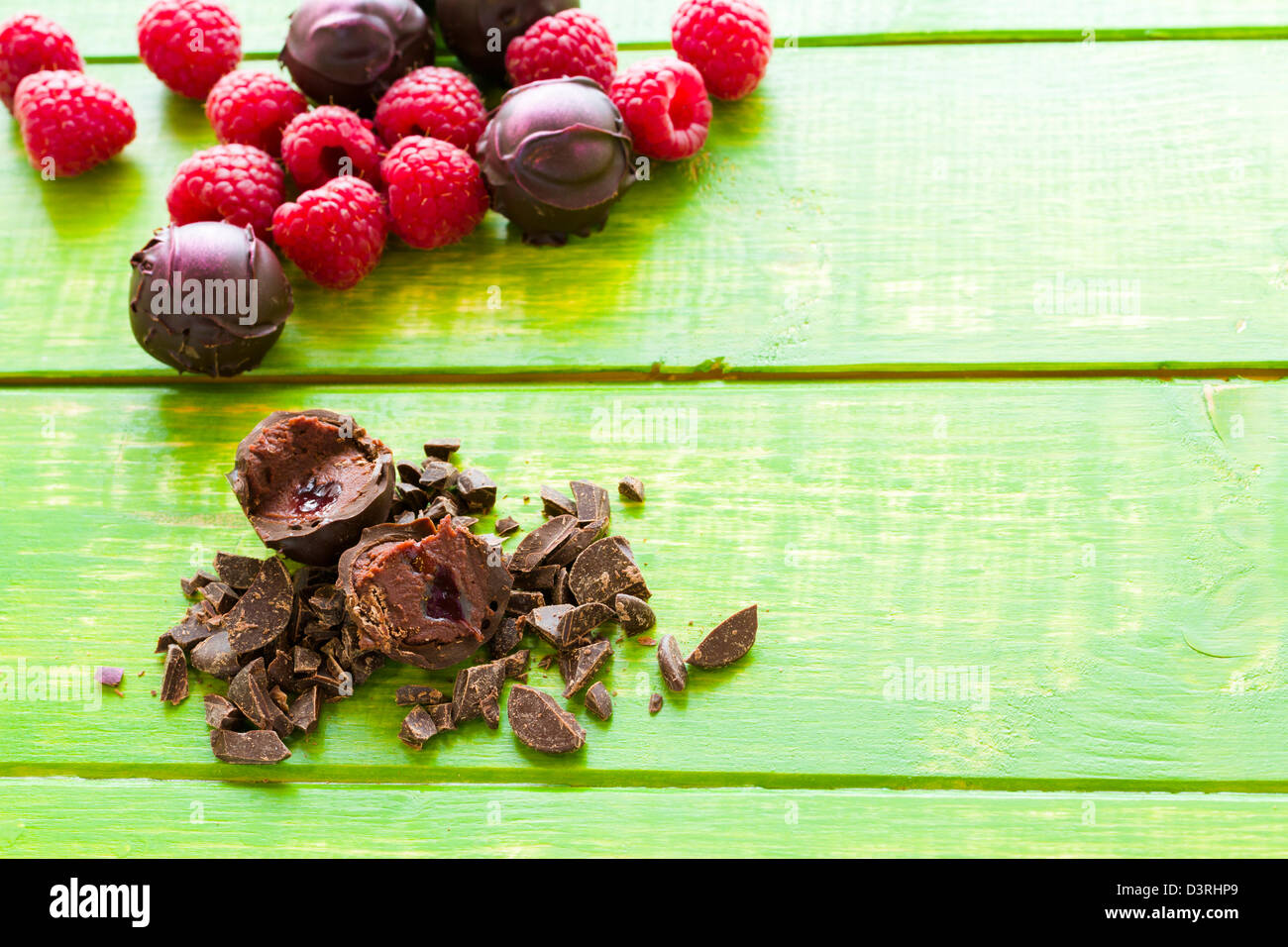 Gourmet raspberry truffles hand made by chocolatier Stock Photo - Alamy