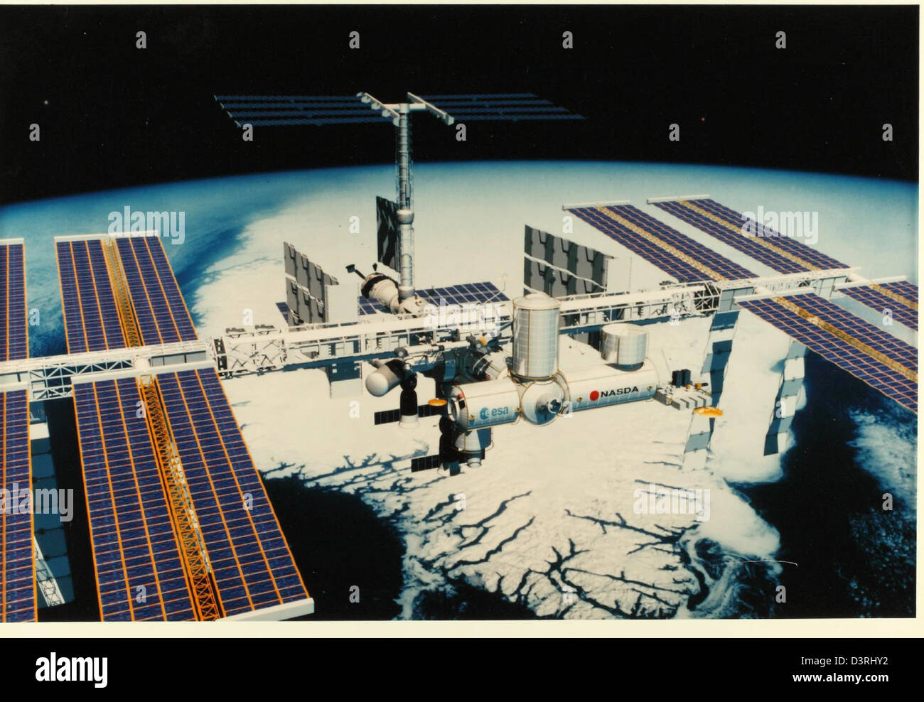 A glossy photo of the International Space Station (ISS), showcasing its ...