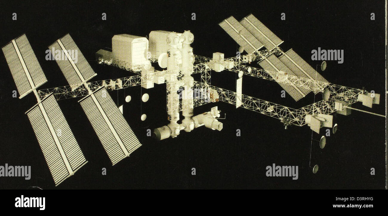 A glossy photo of the International Space Station, showcasing its ...