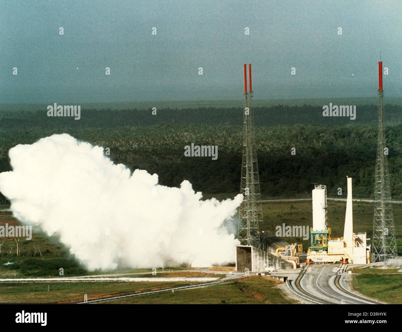 A glossy photo of the Ariane 5 rocket, launched in December 1994 ...