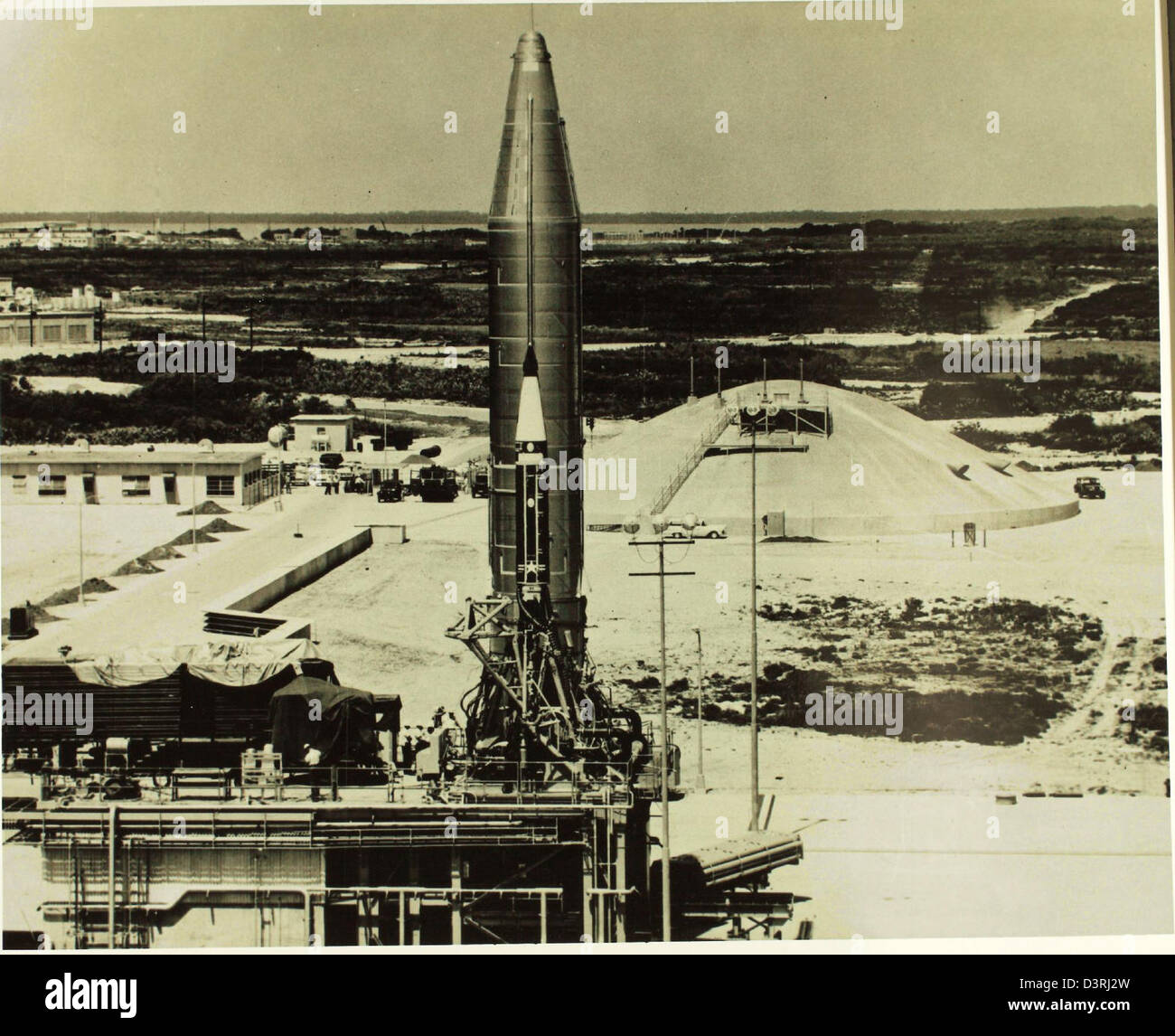 A glossy photo of the Convair Atlas rocket, a key player in the early ...