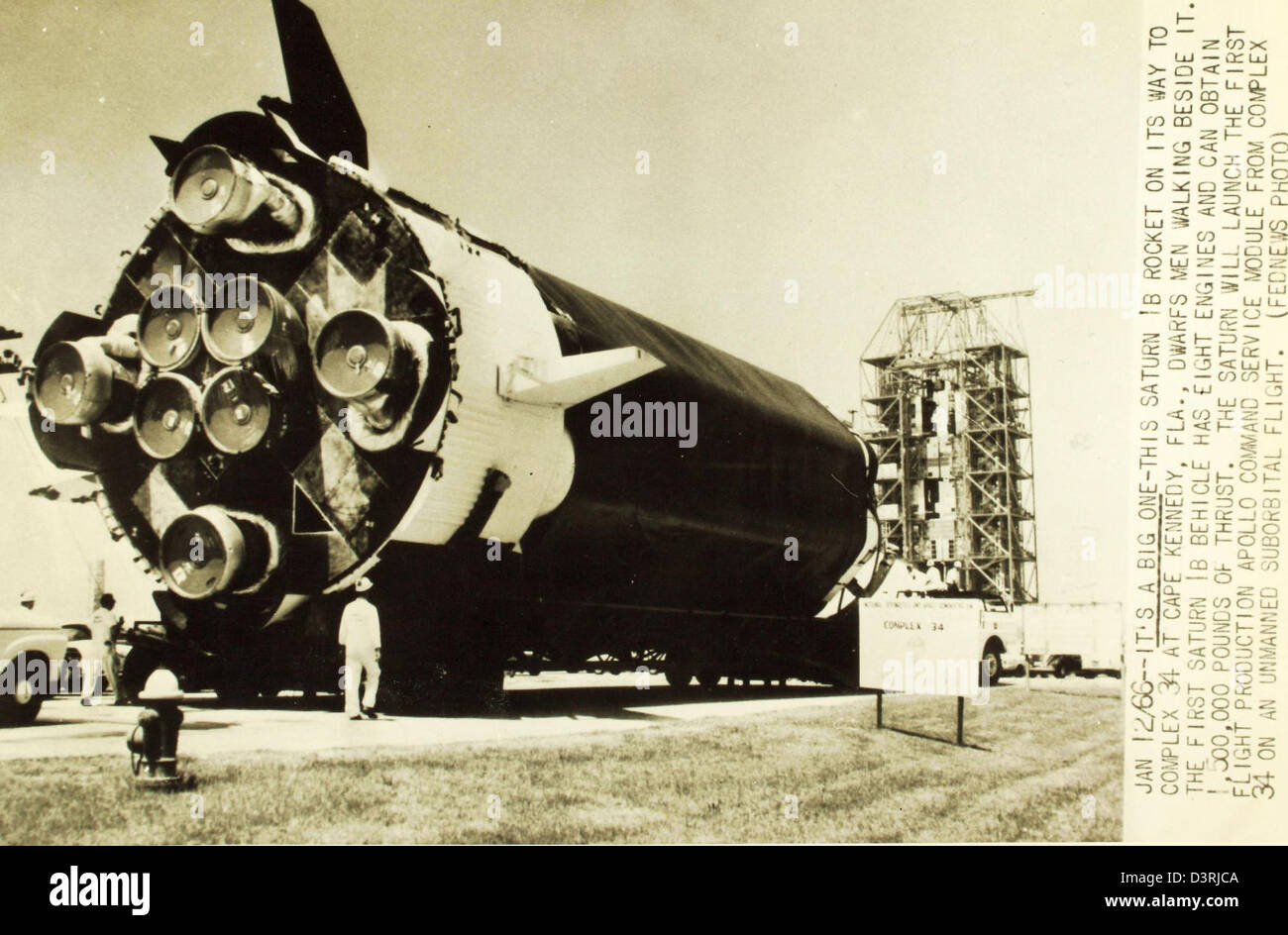 A glossy photograph of the Saturn B rocket, which was a part of NASA's early space exploration ...