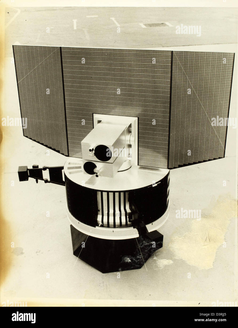 A glossy photo of the OSO-I spacecraft, one of NASA's early solar ...
