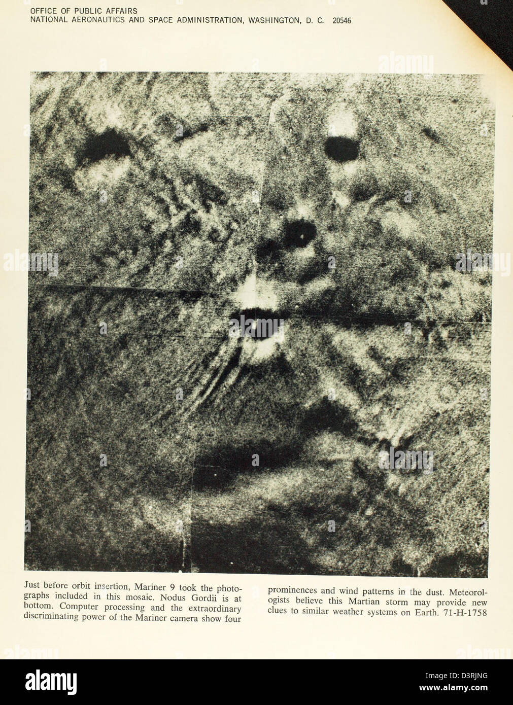 A glossy photograph of NASA's Mariner spacecraft, a significant ...