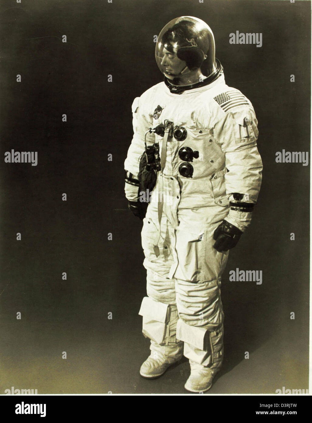A detailed view of a NASA space suit, designed for astronaut safety ...