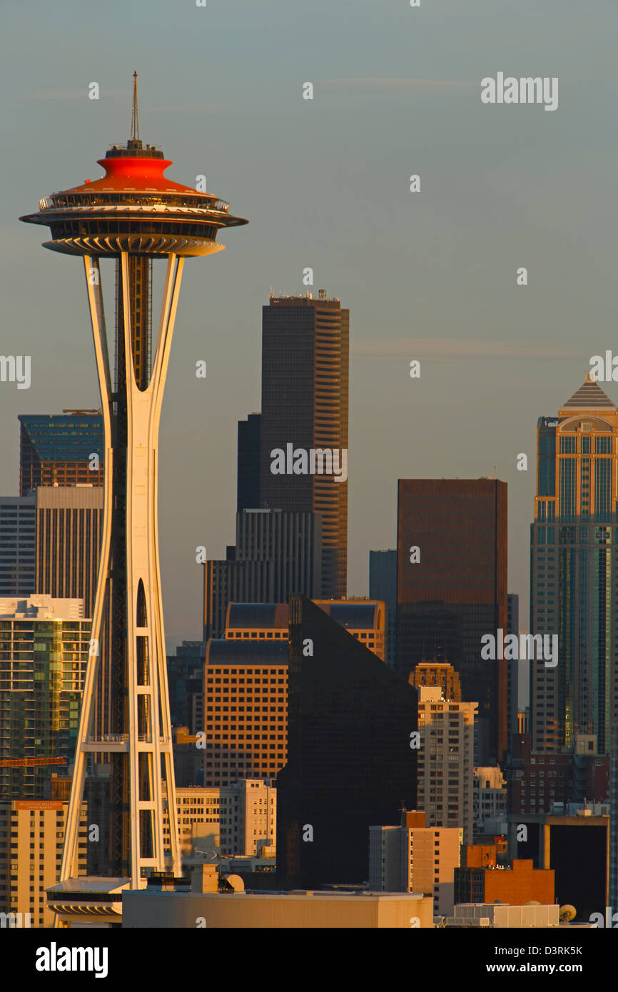 The Seattle skyline at sunset. Seattle, Washington. USA Stock Photo - Alamy