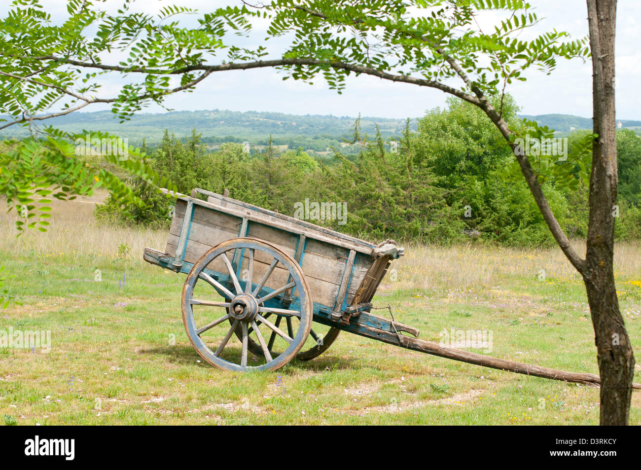Old wooden cart in a field Stock Photo - Alamy