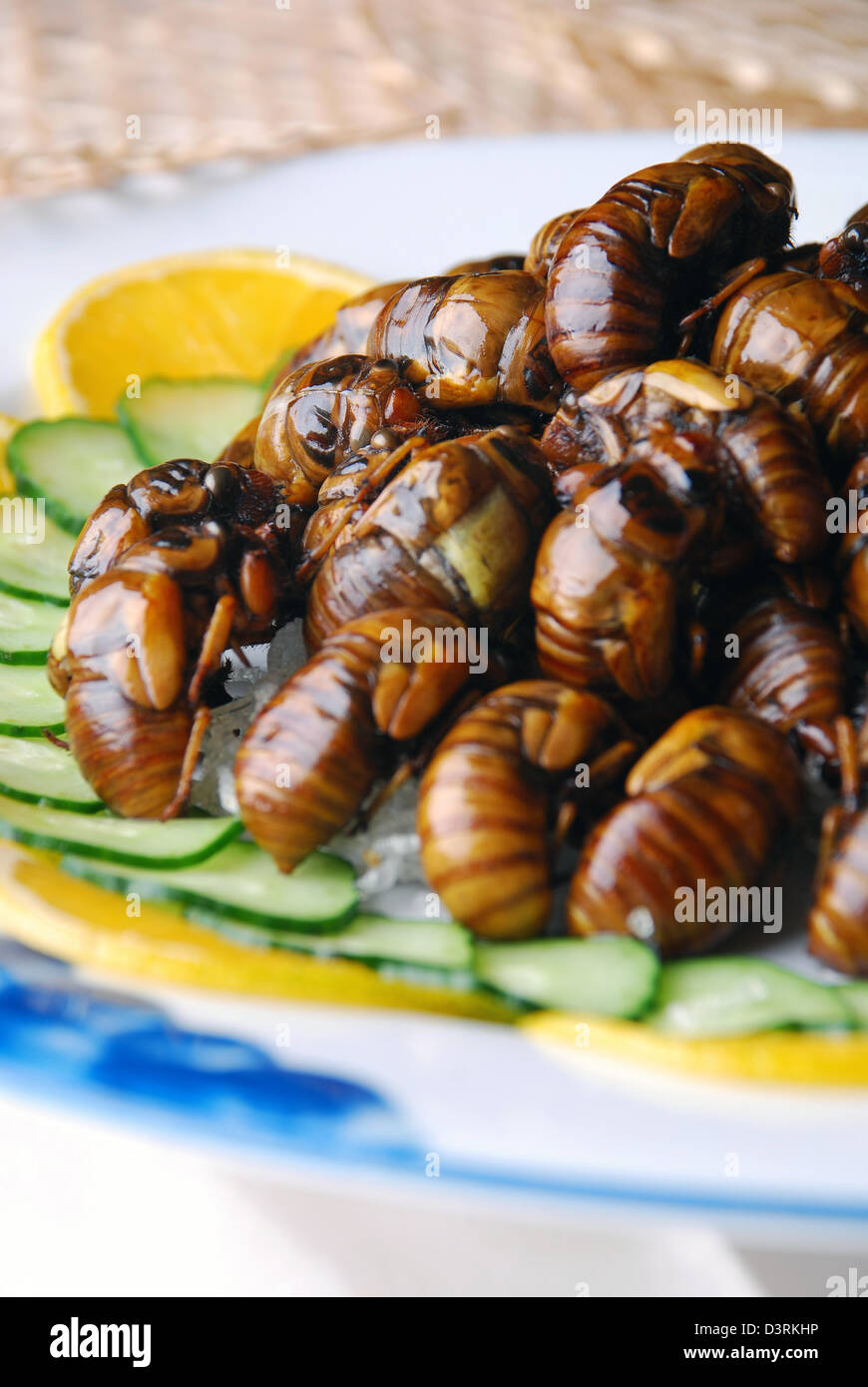 food in china--fried cicada Stock Photo - Alamy