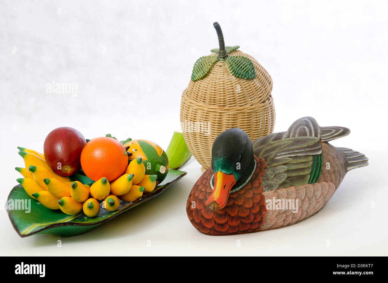 Indonesia Handicraft, hand made sculpture with fruit, duck, and basket ...