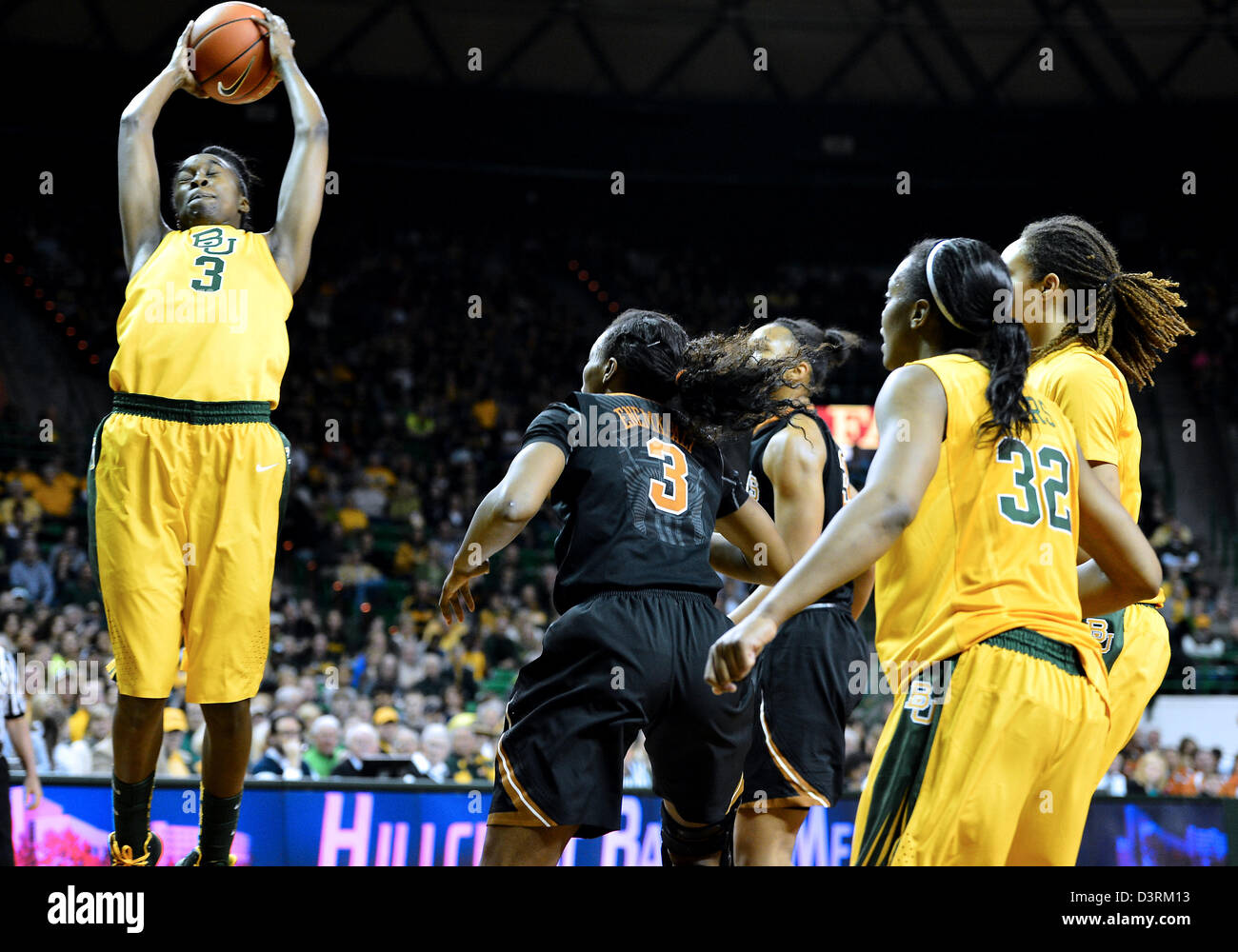 Waco, TX, USA. 23rd Feb, 2013. Baylor guard Jordan Madden #3 grabs a ...