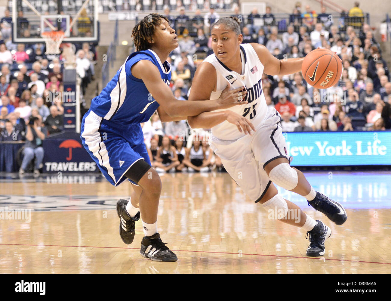 Storrs, CT, USA. 23rd Feb, 2013. Connecticut Huskies forward Kaleena ...