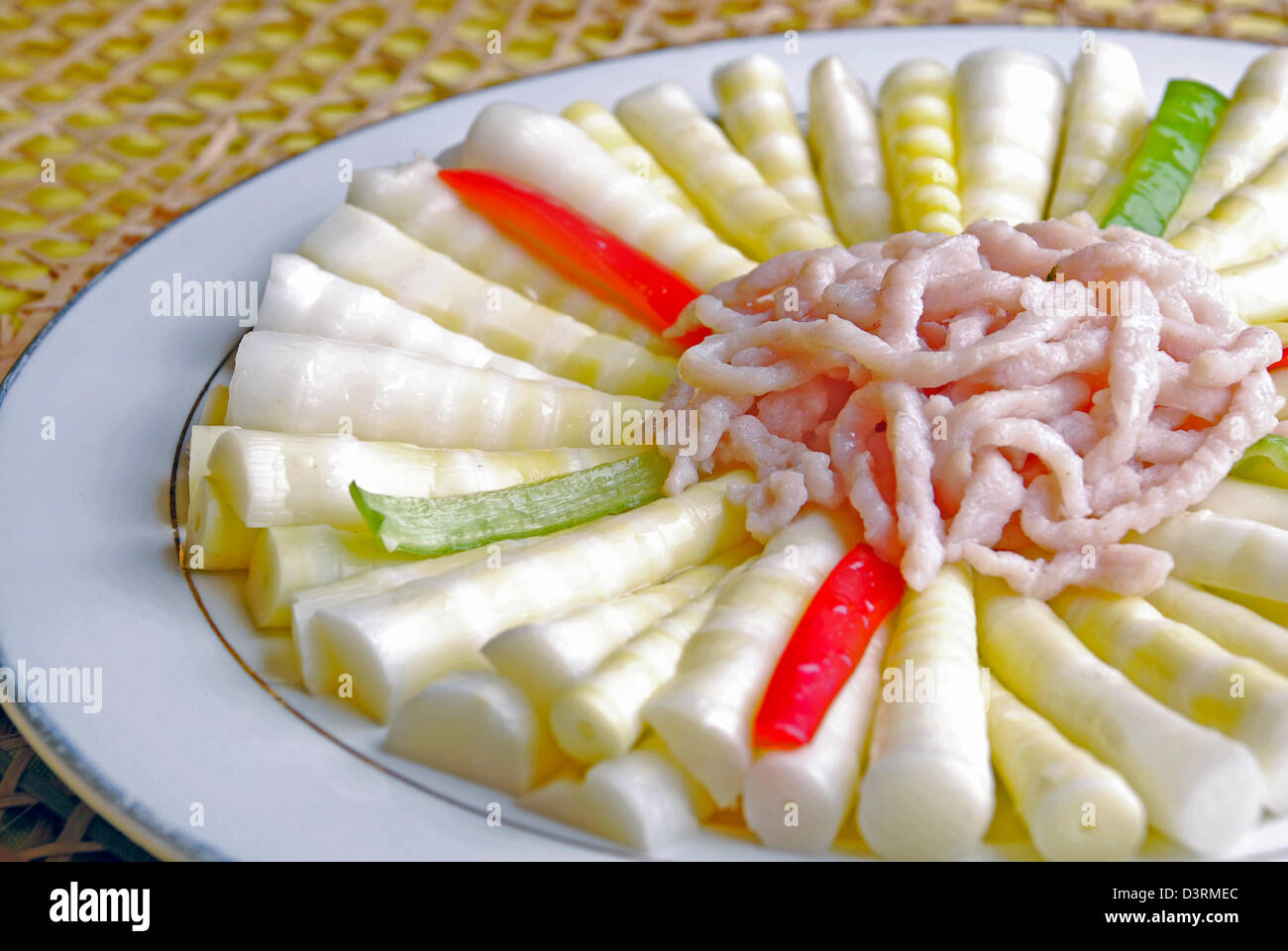 food in china-- bamboo shoots and meat Stock Photo - Alamy