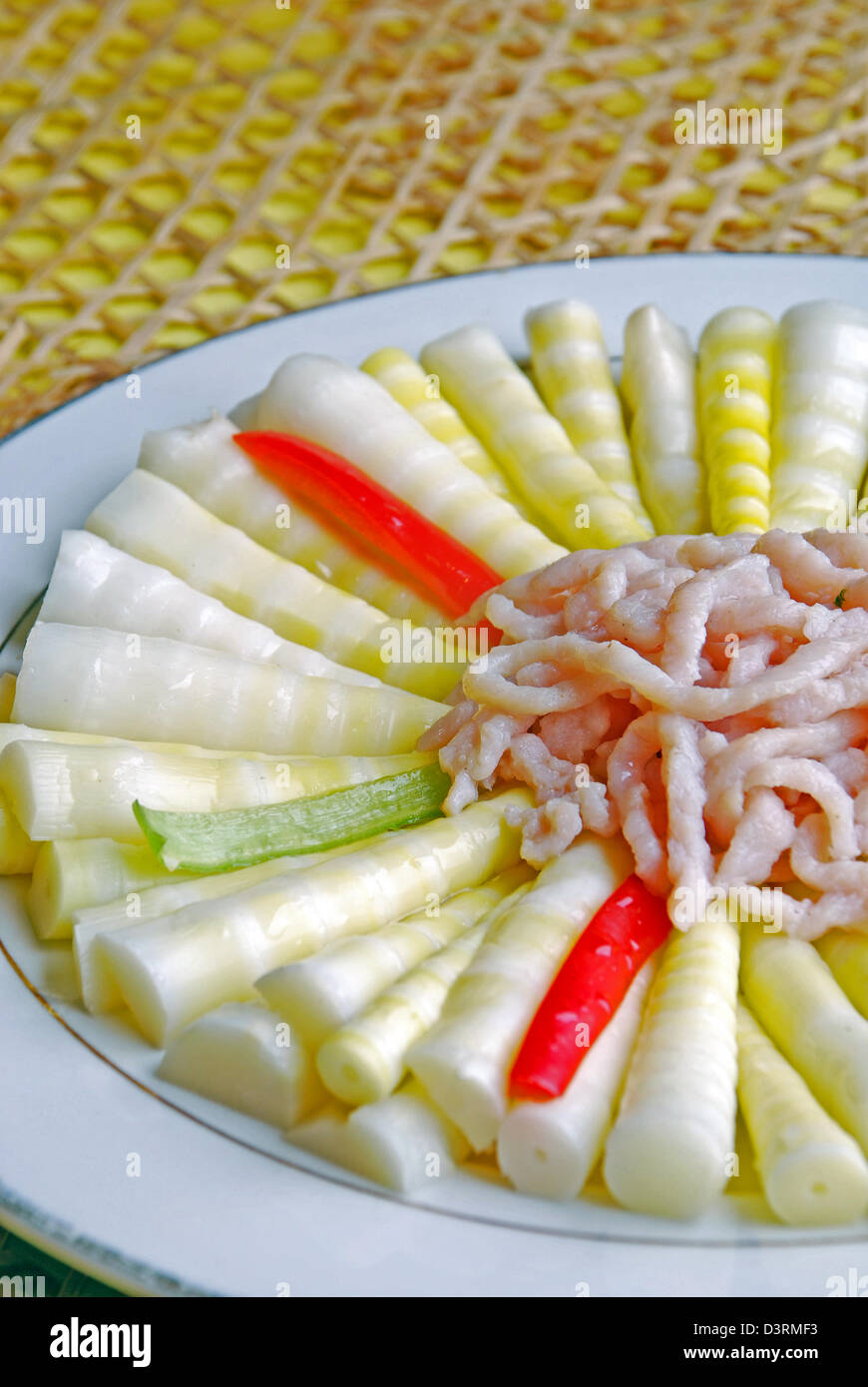 food in china-- bamboo shoots and meat Stock Photo - Alamy