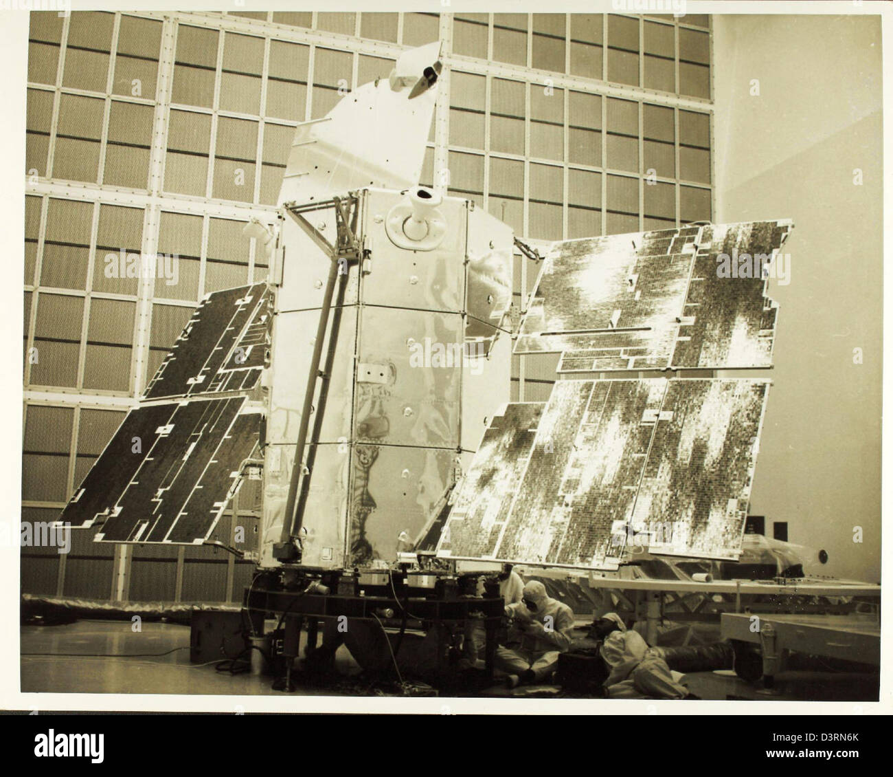 An archival photo of an early space observatory mission, showing a ...