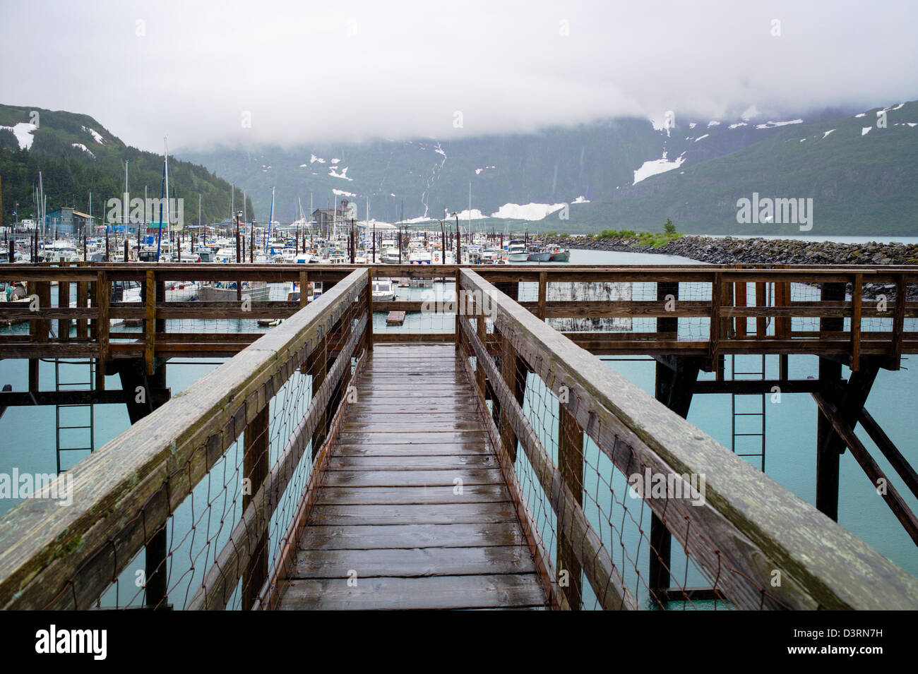 Small boat harbor, Whittier, Alaska, USA. A tunnel from Whittier to ...
