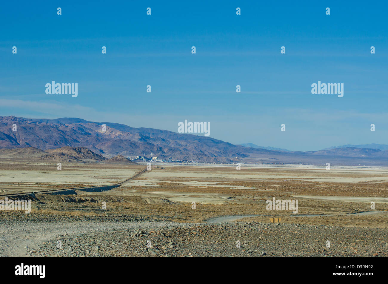A railroad line hauls borax and other minerals mined from the salt ...