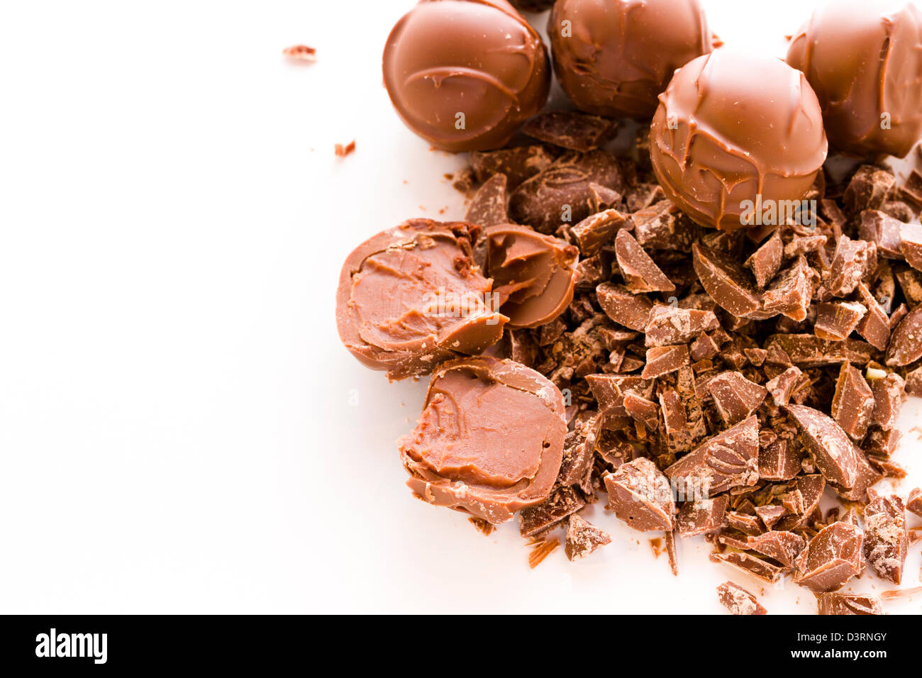 Gourmet milk chocolate truffles hand made by chocolatier Stock Photo ...