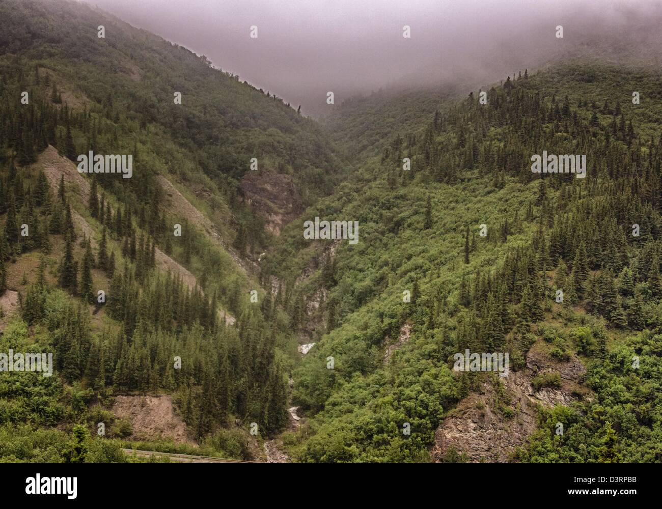 June 26, 2012 - Denali Borough, Alaska, US - Low-lying fog and storm ...
