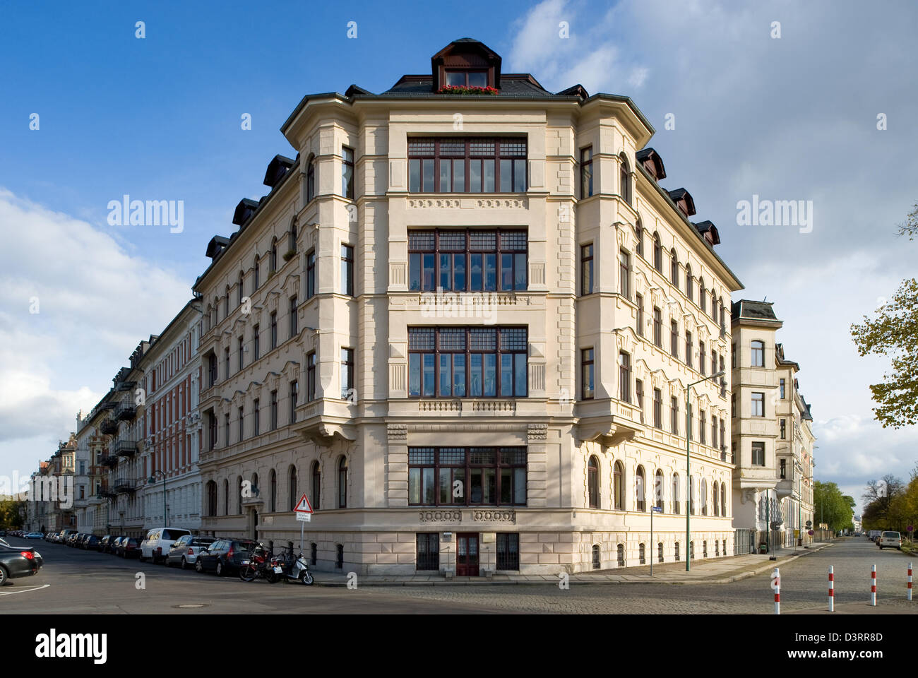 Leipzig, Germany, in the renovated buildings Waldstrasse district ...