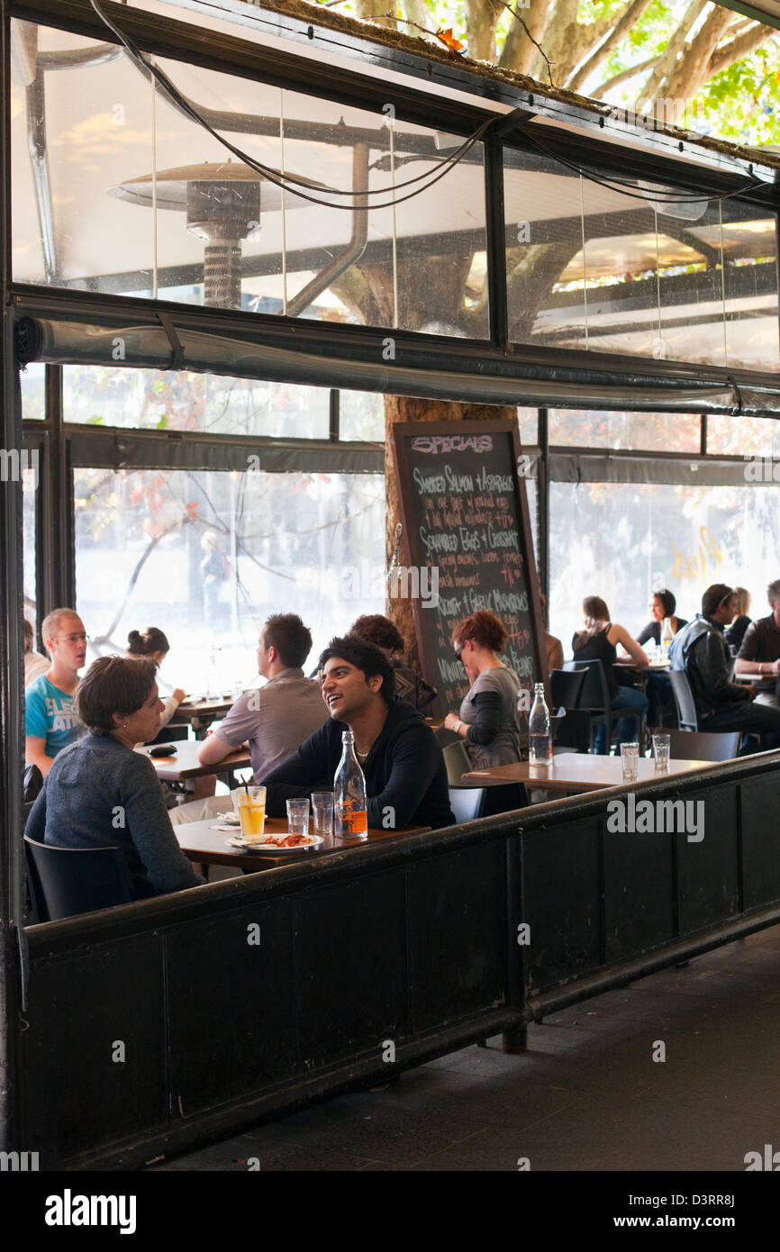 Lunchtime diners at Gus' Cafe at Garema Place. Canberra, Australian ...