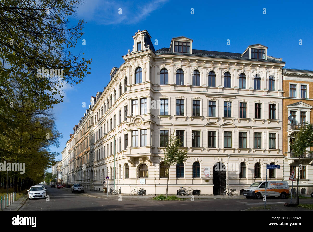 Leipzig, Germany, in the renovated buildings Waldstrasse district ...