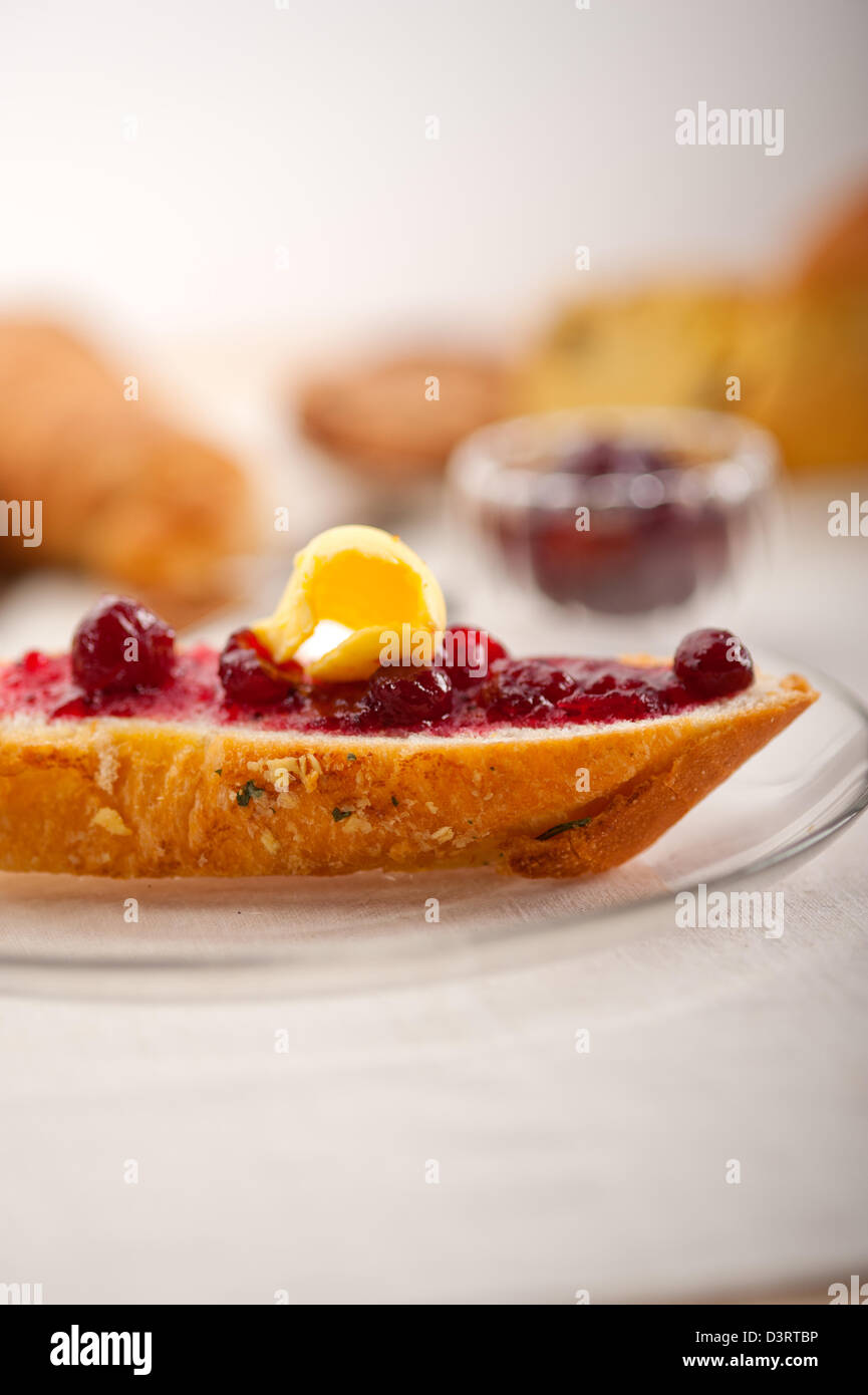 bread butter and jam classic European breakfast Stock Photo - Alamy
