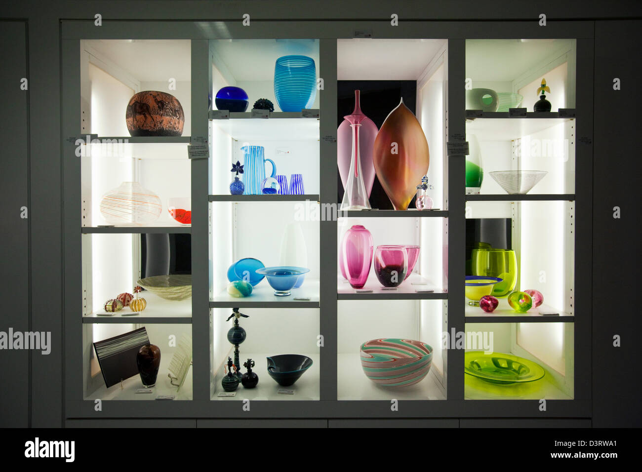 Contemporary glassware on display at the Canberra Glassworks. Canberra ...
