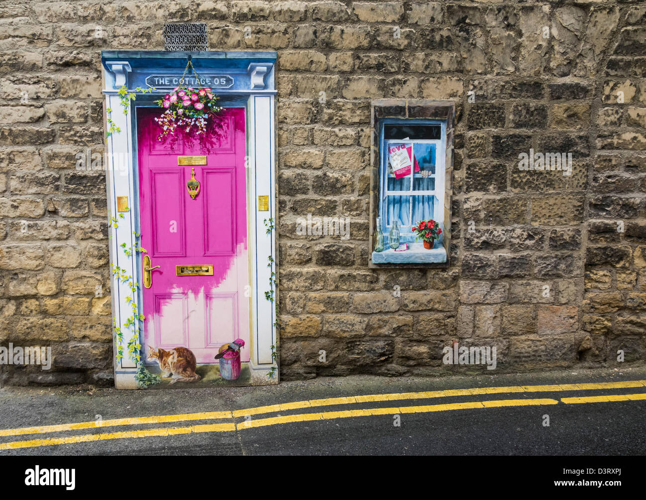 Window art in Knaresborough, North Yorkshire Stock Photo - Alamy