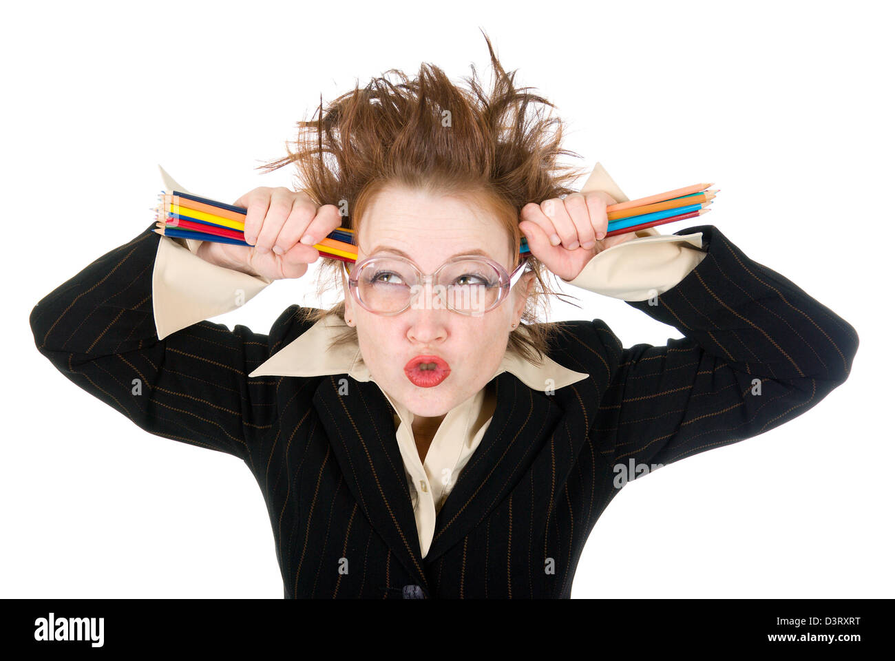 Angry crazy Business woman .isolated on white Stock Photo - Alamy