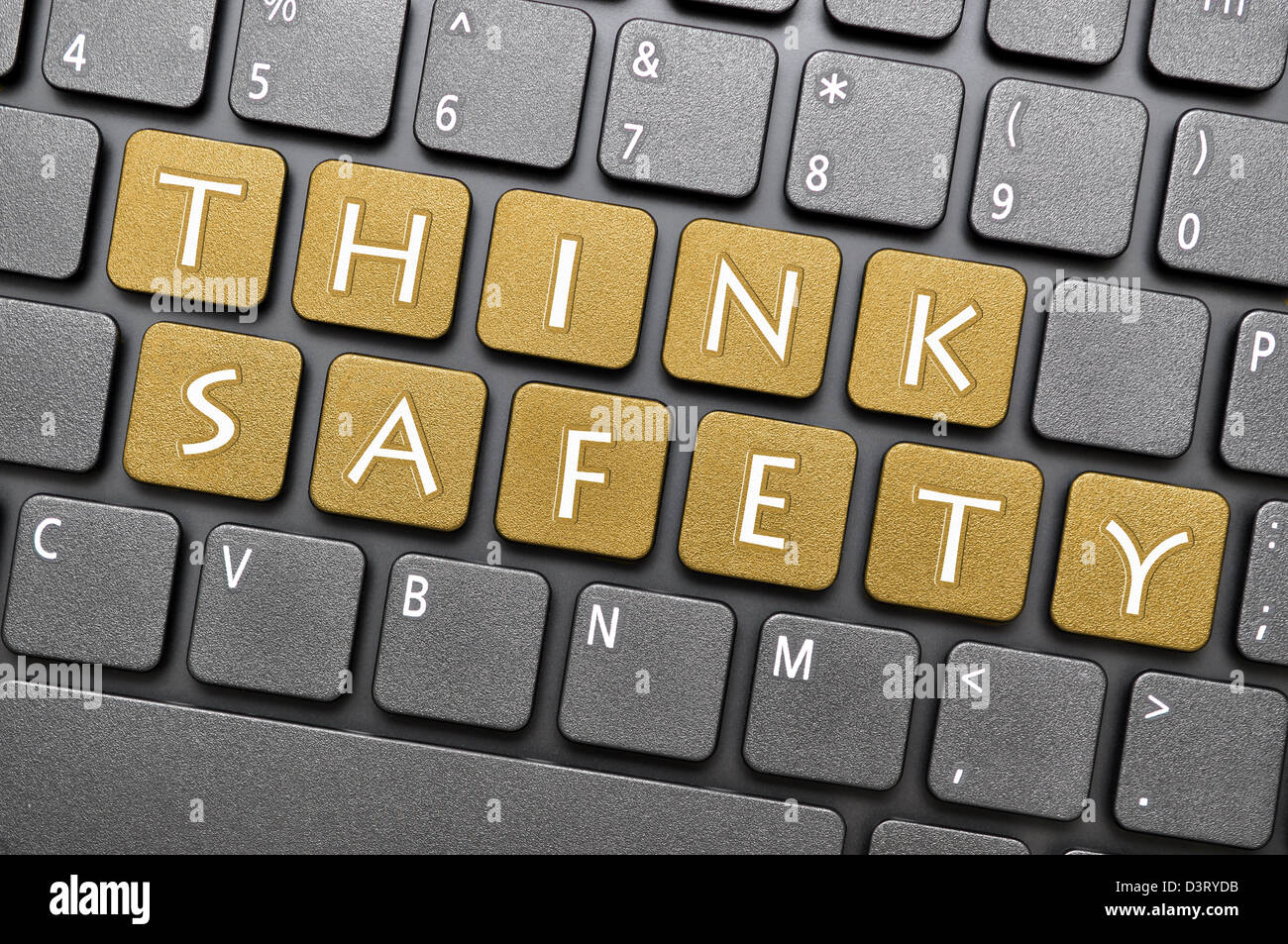 Think safety on keyboard Stock Photo - Alamy