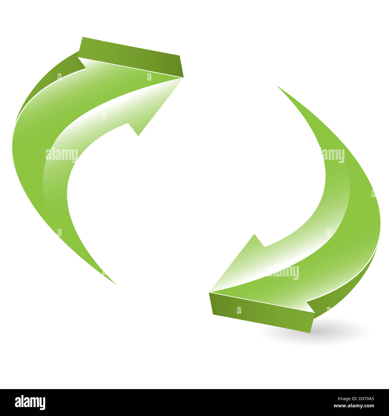 Illustration two green arrows on white background Stock Photo - Alamy