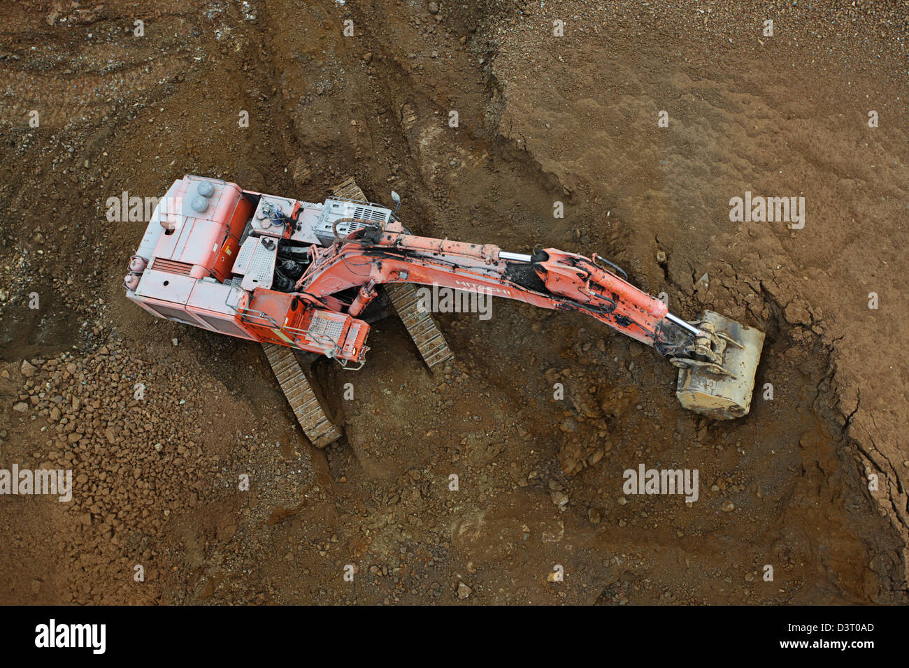 Aerial view of excavator Stock Photo - Alamy