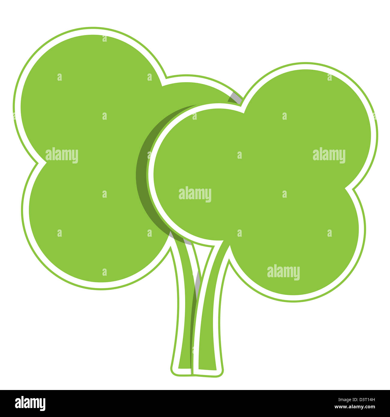 illustration two abstract green trees on white background Stock Photo ...
