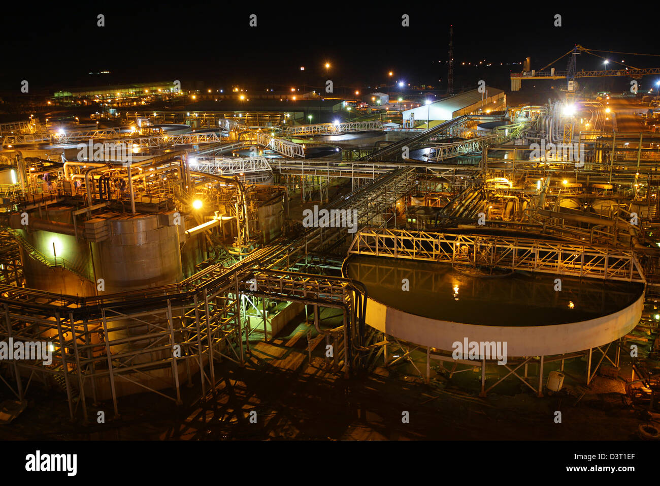 First Quantum Minerals Kansanshi copper mine plant at night Stock Photo ...