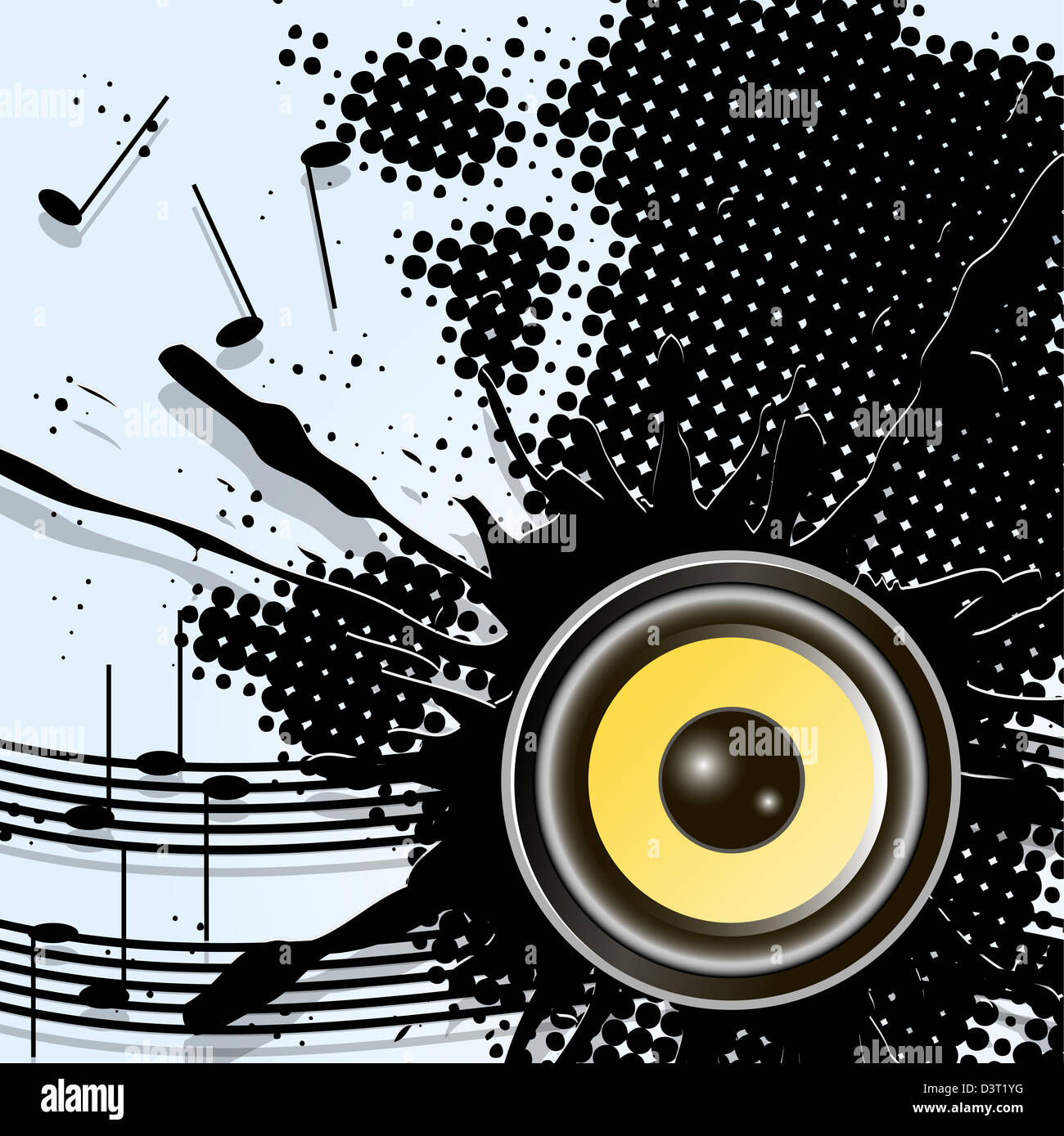illustration, abstract black background to music subjects Stock Photo ...