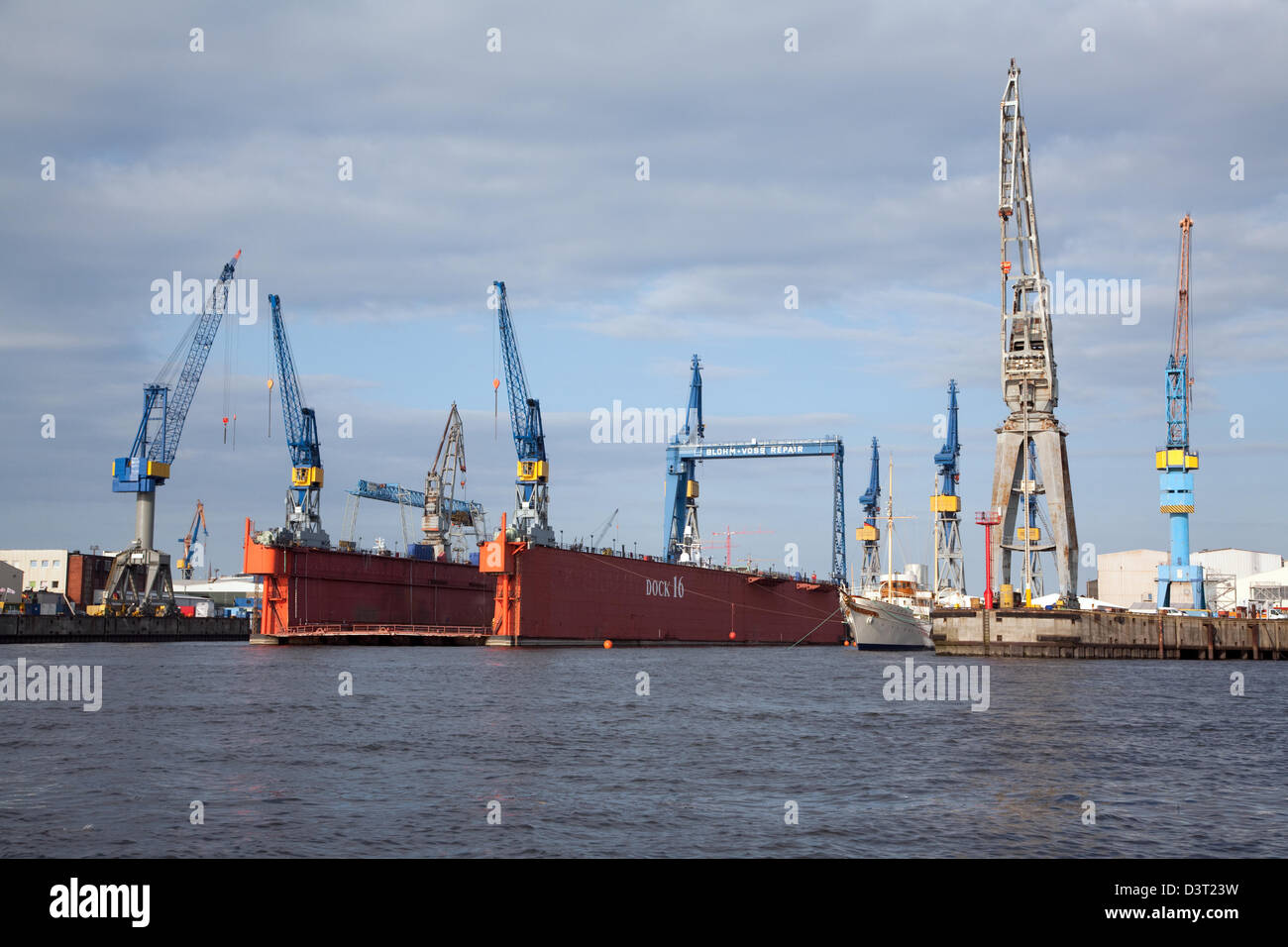 Hamburg, Germany, dock and shipyard cranes of the Port of Hamburg Stock ...