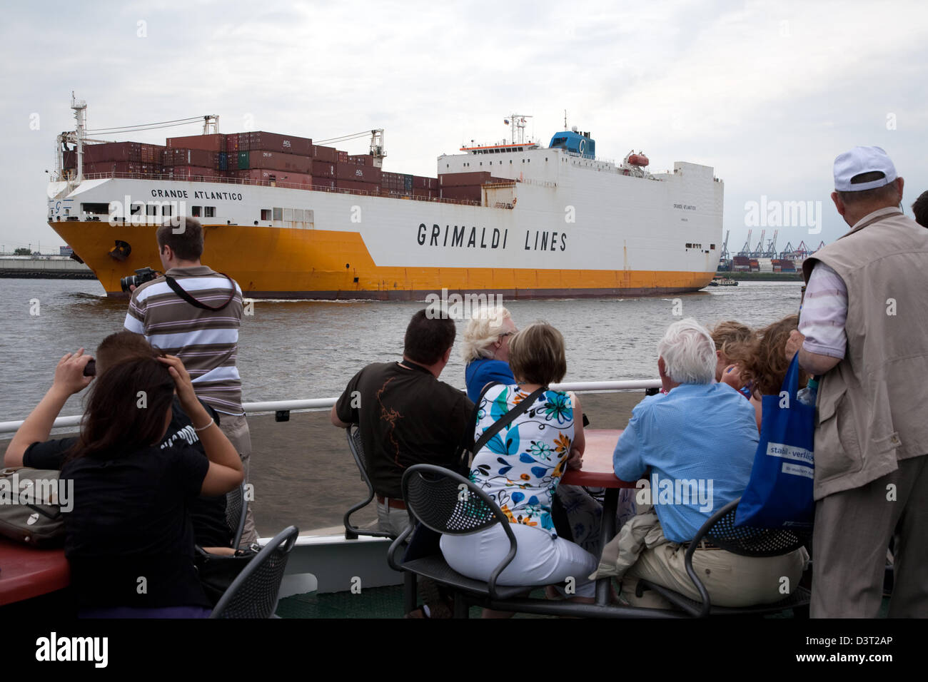 Hamburg, Germany, Container ship Grande Atlantico the Grimaldi Lines ...