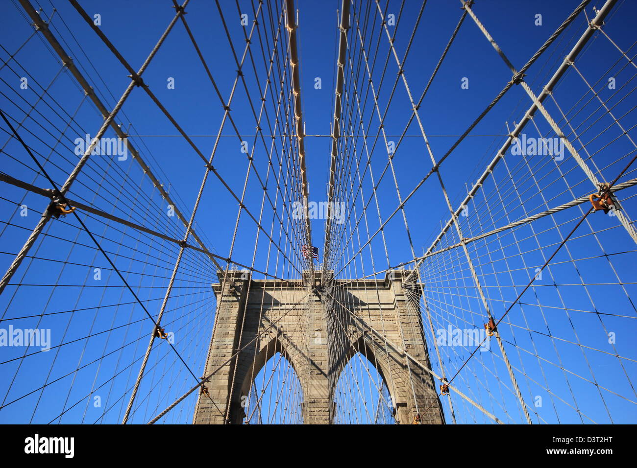 The Brooklyn Bridge with a pure blue sky, New York City Stock Photo - Alamy