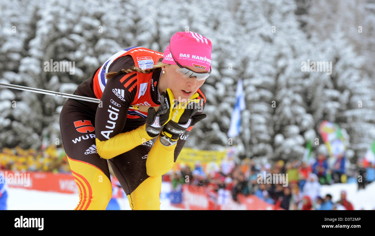 Val di Fiemme, Italy, 24th Feb, 2013. Denise Herrmann of Germany ...