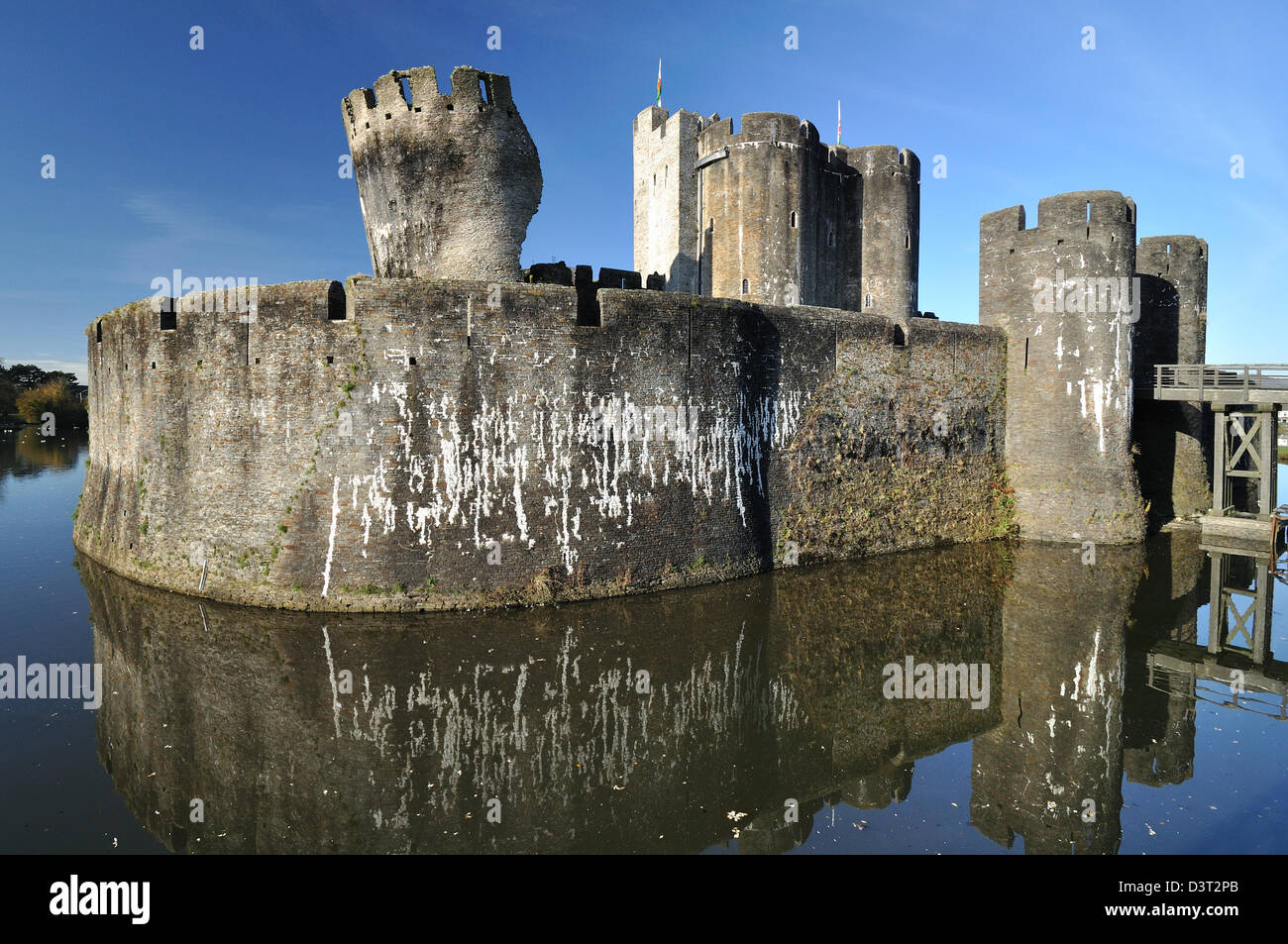 Caerphilly Castle Showing the Leaning South East Tower Stock Photo - Alamy
