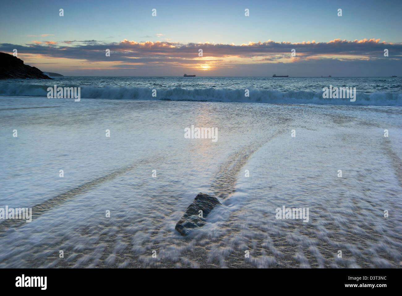 Sunrise from Swanpool beach in Cornwall Stock Photo - Alamy