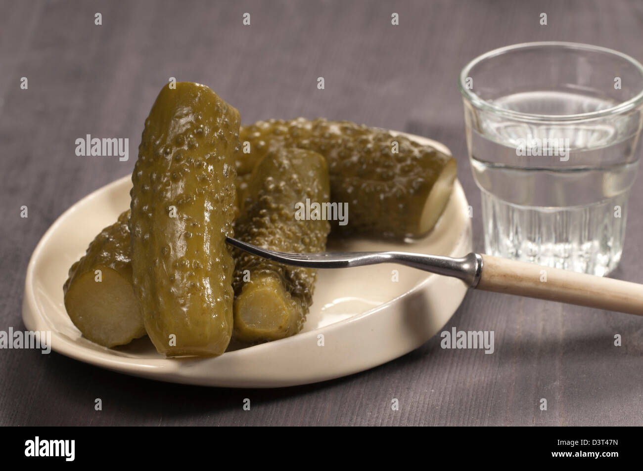 Salted cucumbers - traditional russian appetizer for vodka Stock Photo ...