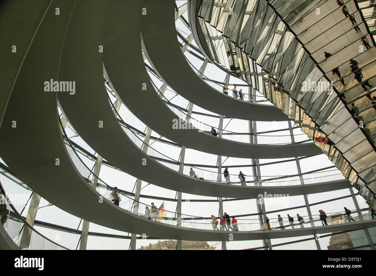 at the Reichstag in Berlin Germany, View of the glass dome above ...