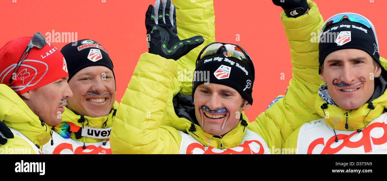 Third placed (L-R) Bill Demong, Todd Lodwick, Bryan Fletcher and Taylor ...