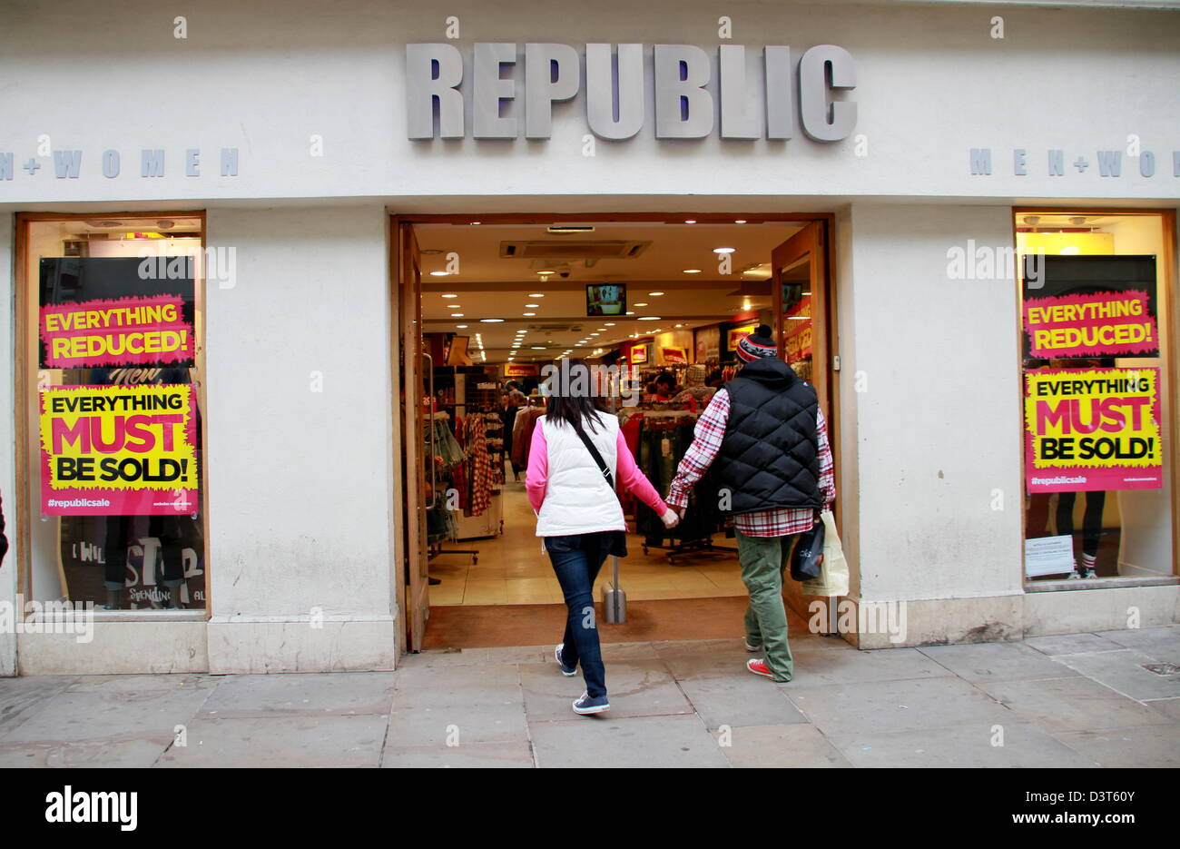 Shopper walks in Republic store in Oxford, England. February, 2013 ...