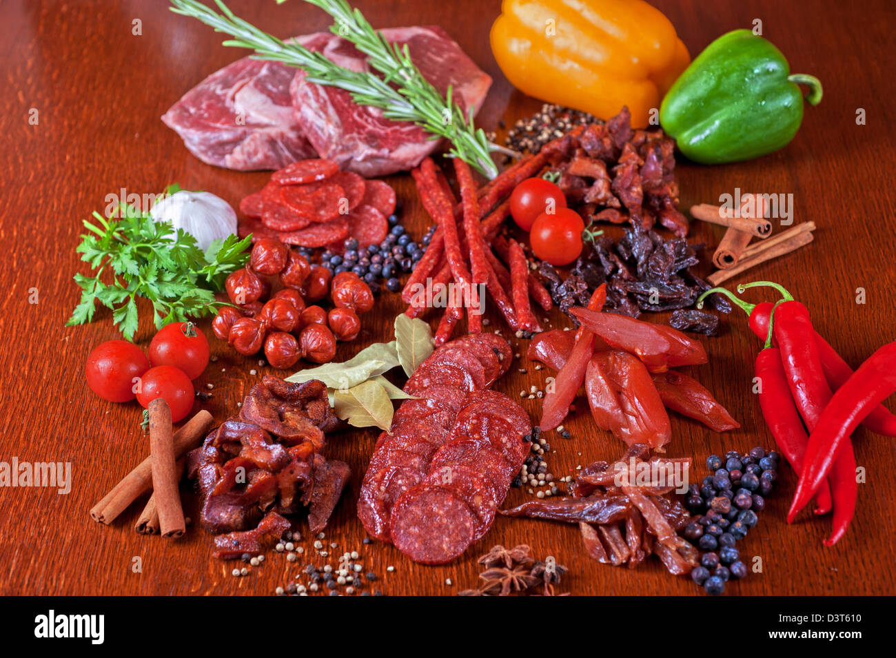 meat and sausages Stock Photo - Alamy