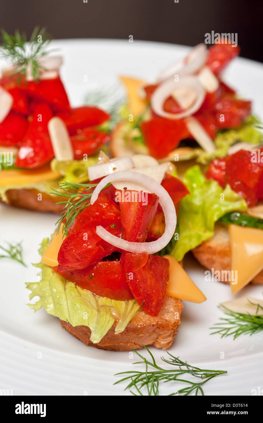 Toast with vegetables Stock Photo - Alamy